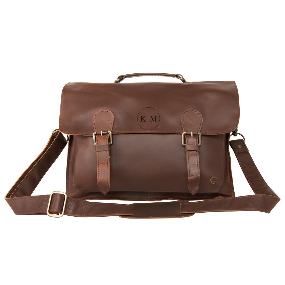 Personalized Leather Messenger Bag With Custom Laser Monogram ...