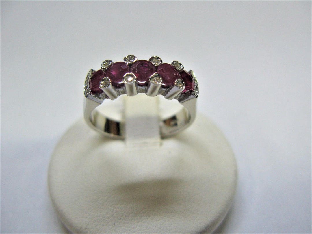 Ruby Riviera and Diamonds in White Gold - Etsy
