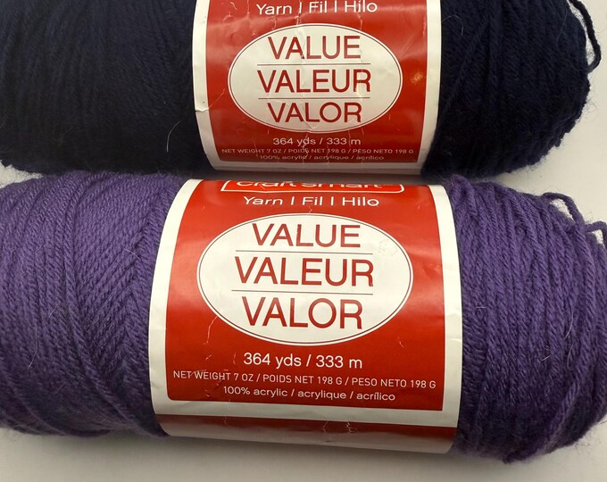 2X Craft Smart Yarn I Fil I Hilo Value 364 Yards. 333 M. One Purple One ...