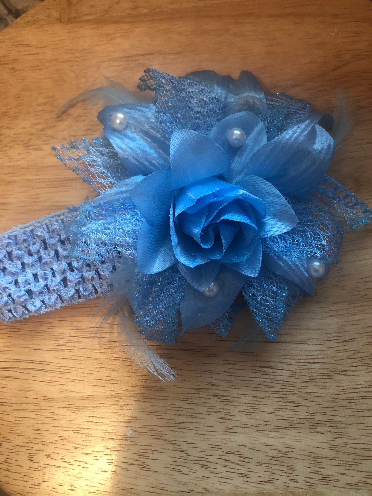 Blue Flower Headband - Etsy
