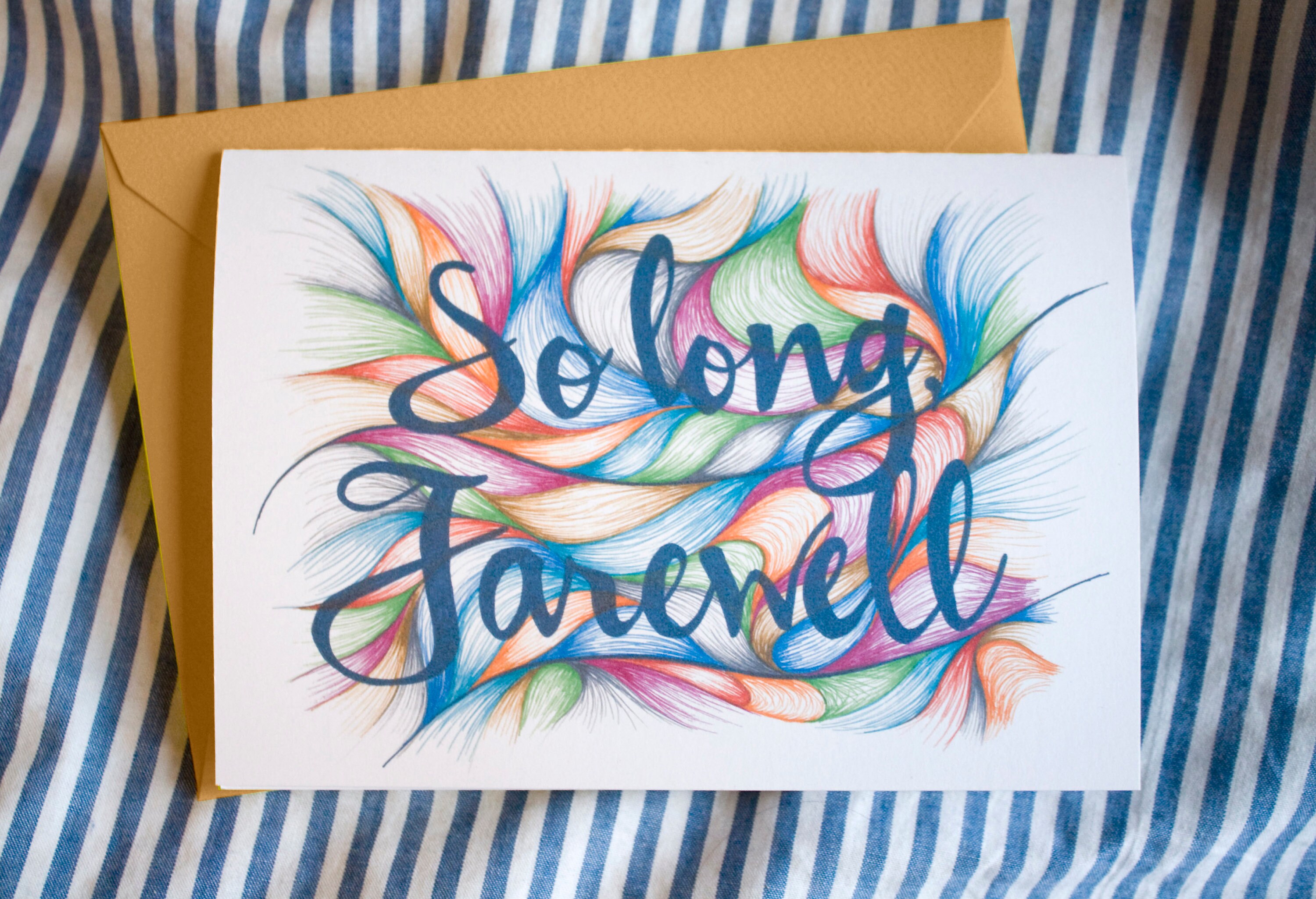 So Long, Farewell Hand-drawn Illustration Blank Goodbye Card Digital ...