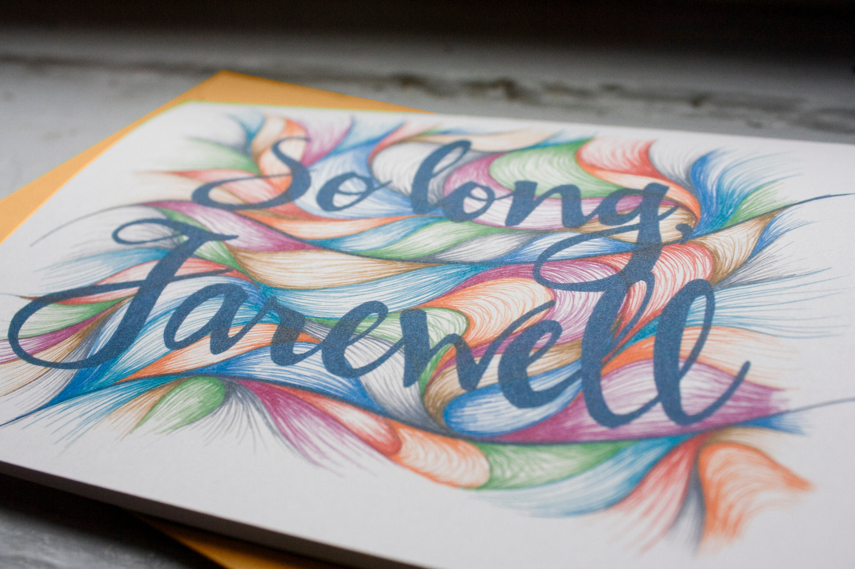 So Long, Farewell | Hand-drawn Illustration | Blank Goodbye Card ...