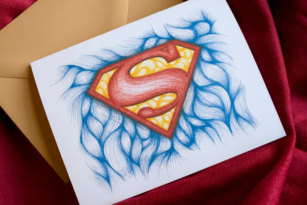 Supercard | Superman/supergirl Hand-drawn Logo Illustration | Blank ...