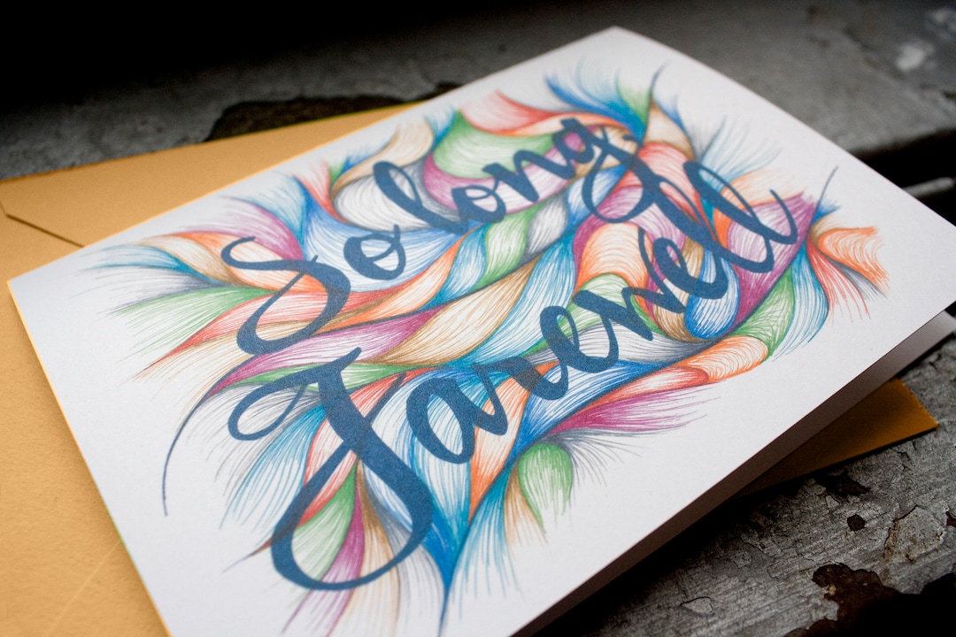 So Long, Farewell | Hand-drawn Illustration | Blank Goodbye Card ...