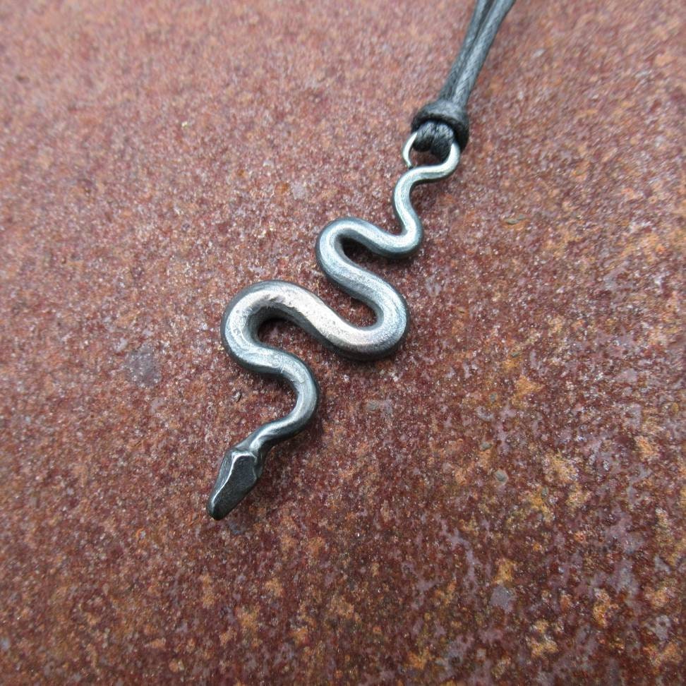 Snake pendant hand forged from mild steel. | Etsy