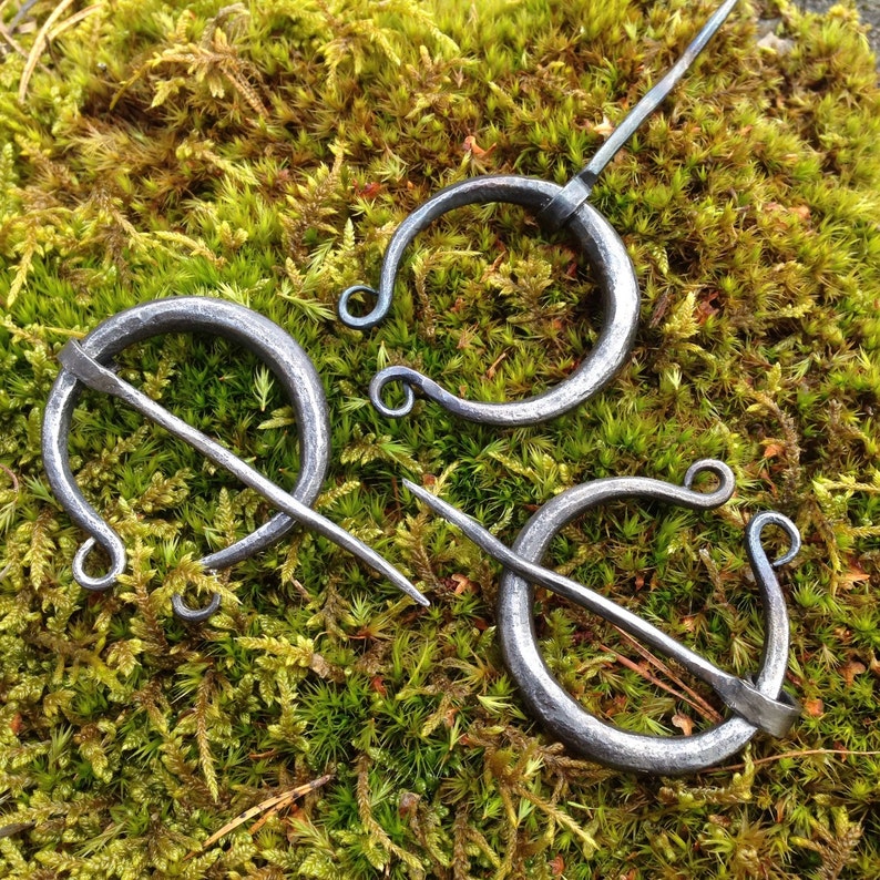 Penannular brooch hand forged steel cloak pin. | Etsy