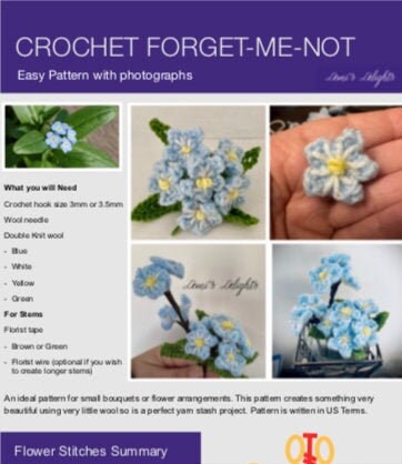 Easy Forget-me-not Crochet Pattern for a Beautiful Spring Bouquet. - Etsy