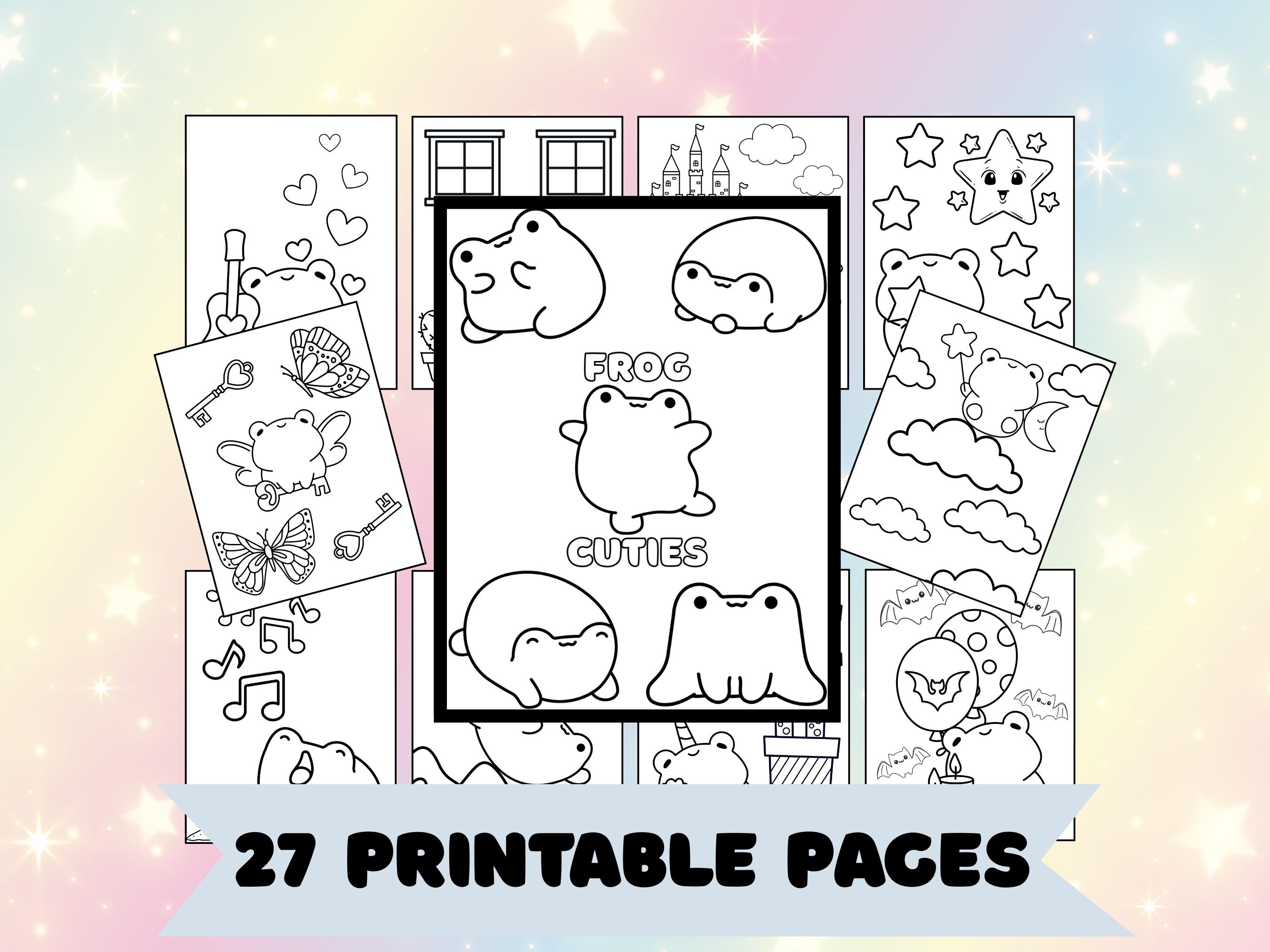 27 Printable Cute Frog Coloring Pages, Kawaii Frog Coloring Sheets for ...