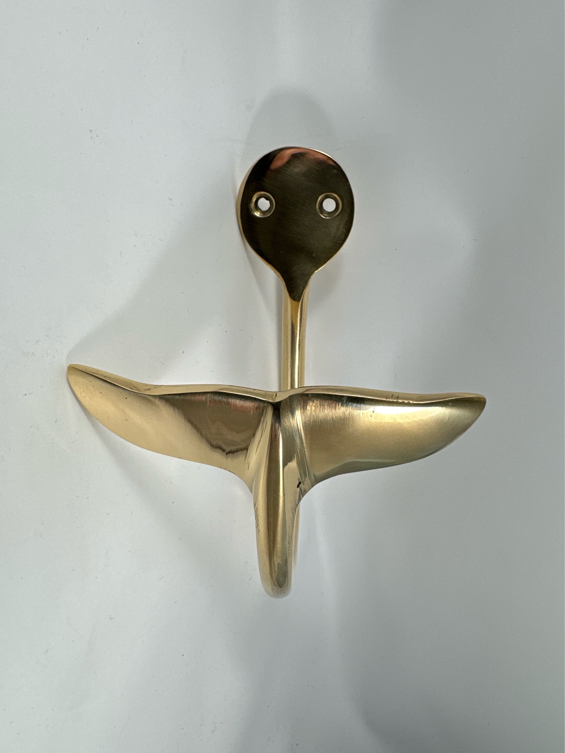 Polished Brass Large Whale Tail Hook | Nautical | Ocean Life | Beach ...