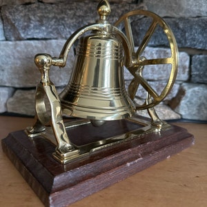 Vintage Brass Nautical Bell Pulley Wheel Set Design Captain Gift Marina ...