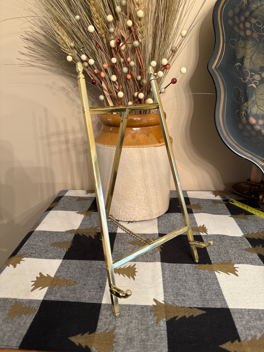 Large Brass Folding Easel | Display | Art | 11 " High | Vintage Style ...