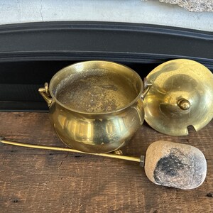 Vintage Brass Fire Pot Cauldron With Brass Lid and Torch Magic Set ...