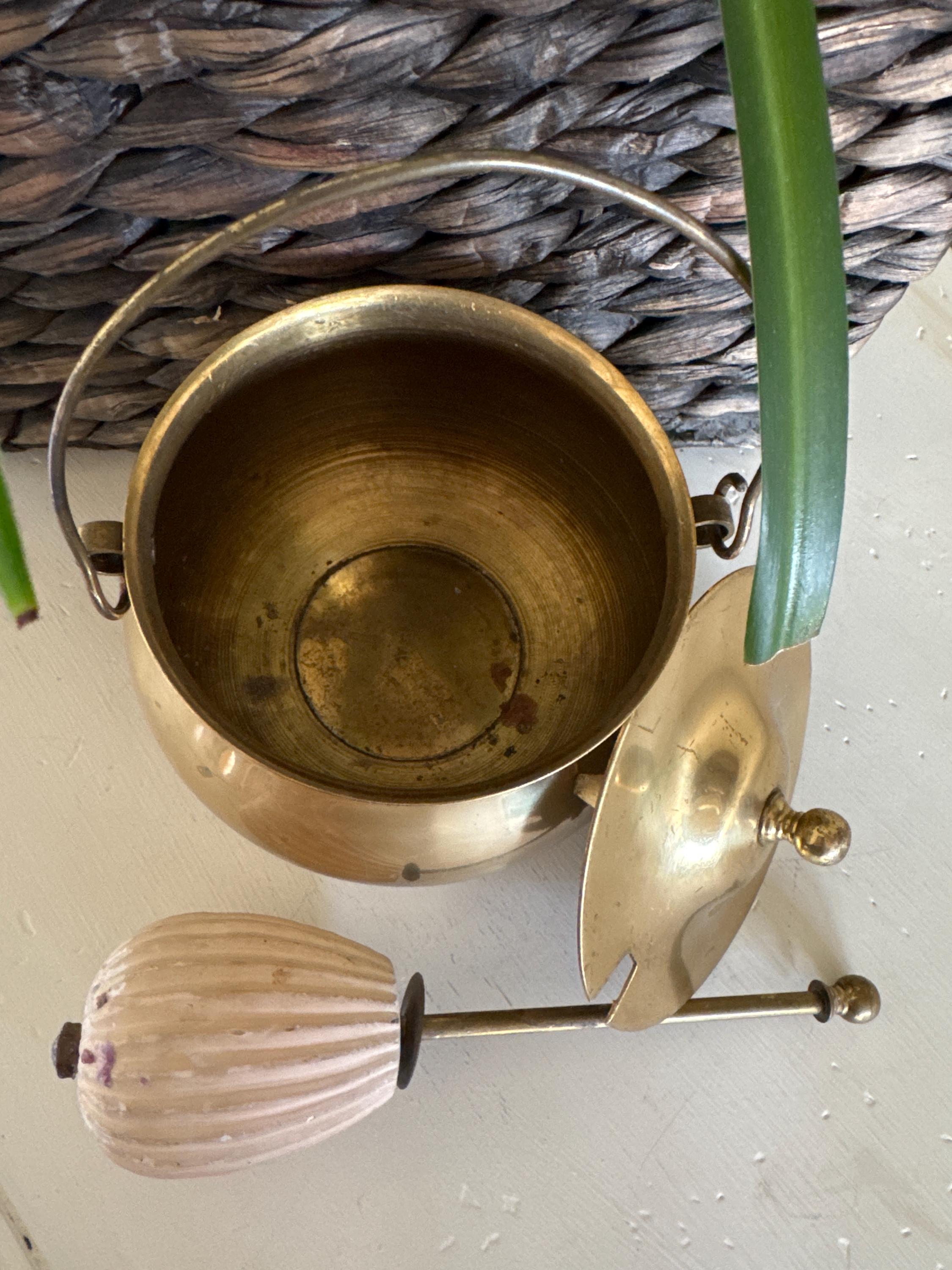 Vintage Brass Cauldron With Handle Lid and Torch | Fire Pot | Witch and ...