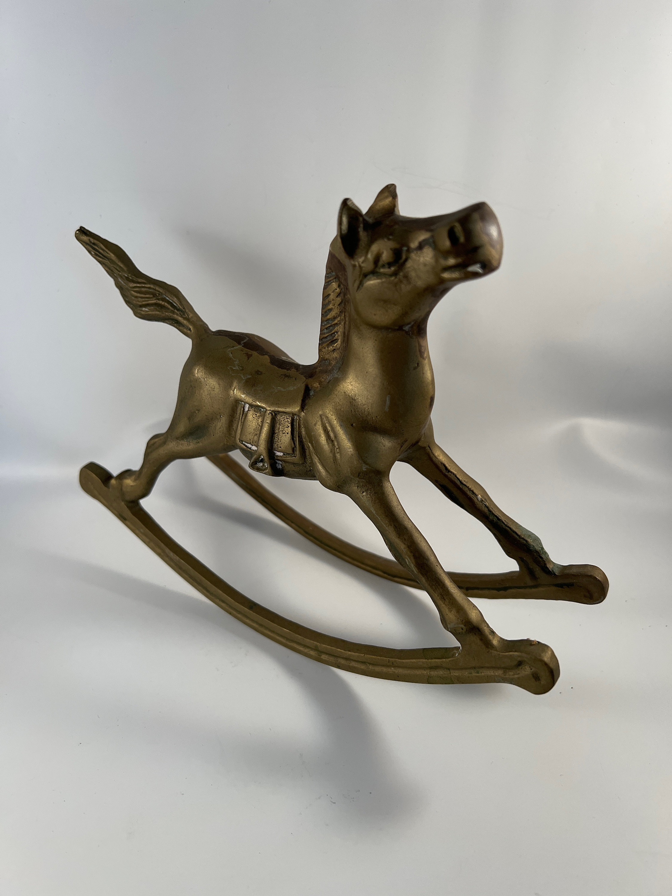 Vintage Brass Rocking Horse Figurine - Etsy