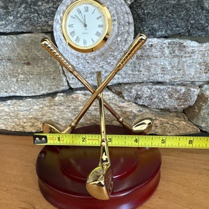 Vintage Crystal Golf Ball Clock With Brass Drivers Stand Golf Course ...