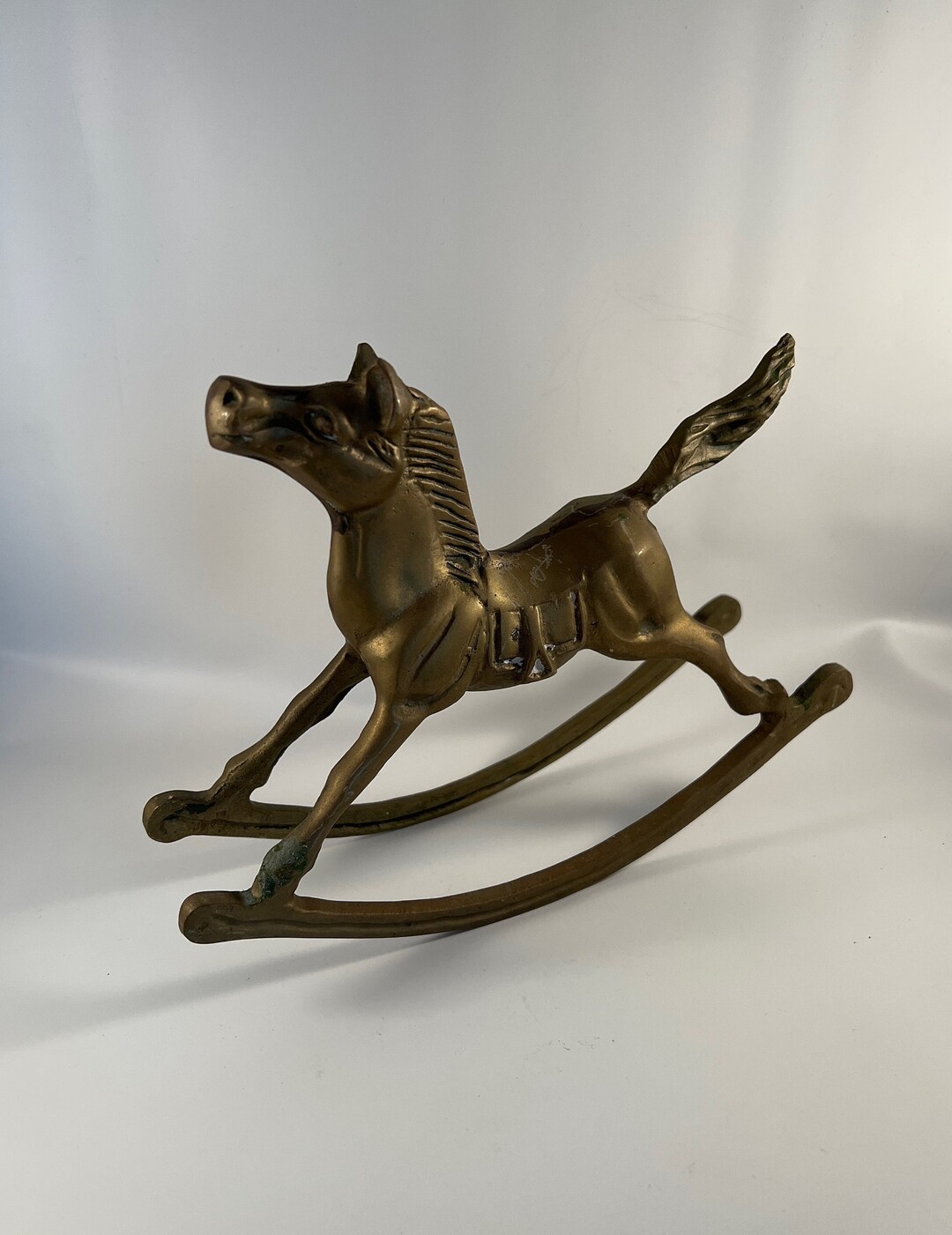 Vintage Brass Rocking Horse Figurine - Etsy