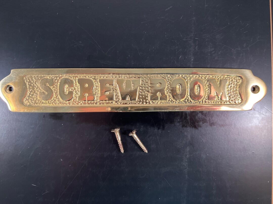 Polished Brass SCREW ROOM Sign | Nautical | Fun Gift | Home Decor | Man ...