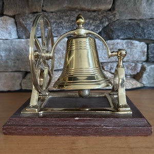 Vintage Brass Nautical Bell Pulley Wheel Set Design Captain Gift Marina ...
