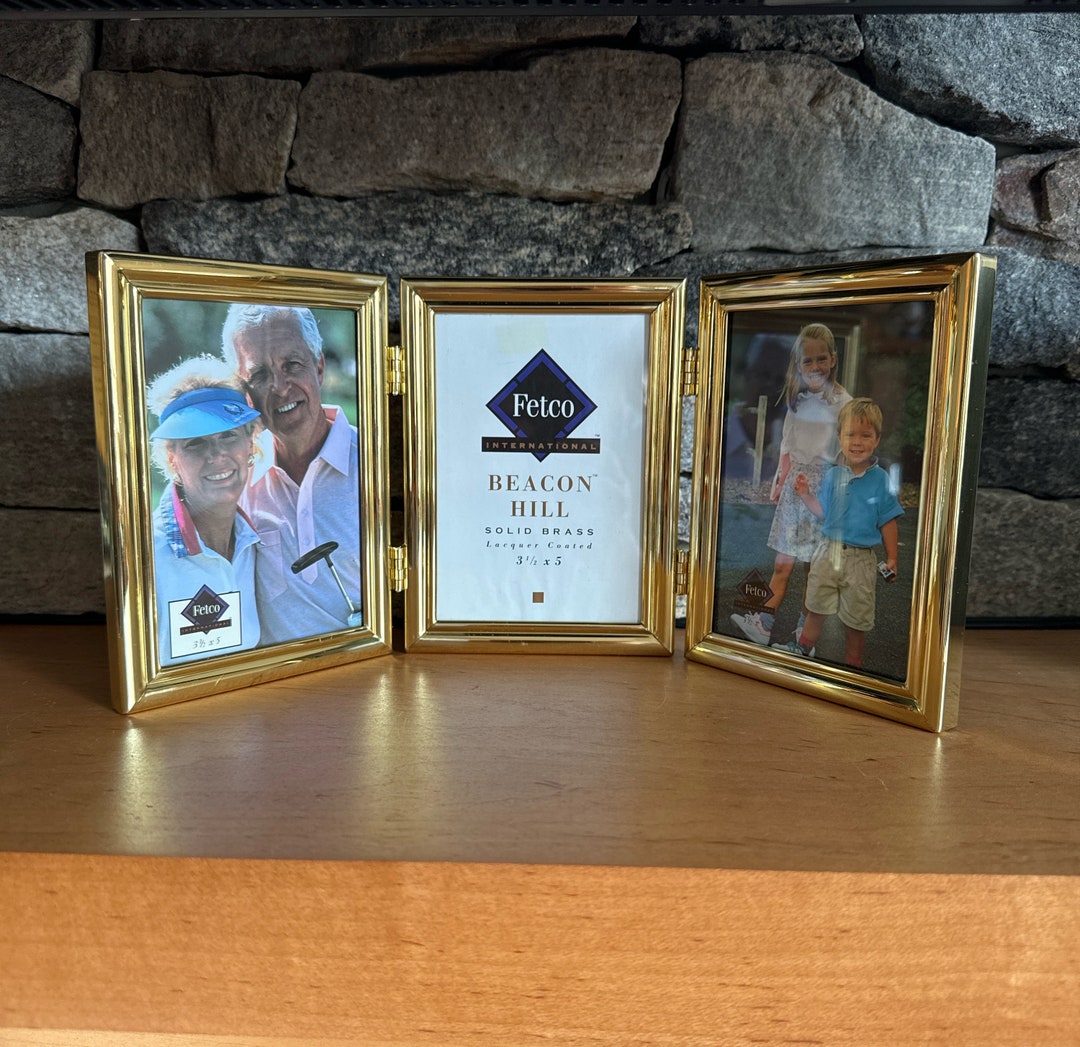 Vintage Brass Triple Folding Picture Frame | Three 5.75 X 4.25 Inch ...