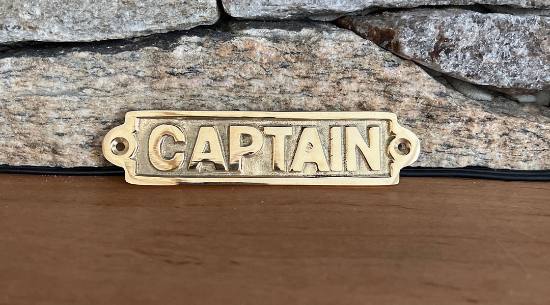 Brass CAPTAIN Sign | Nautical Decor | Man Cave | She Shed | Enby ...