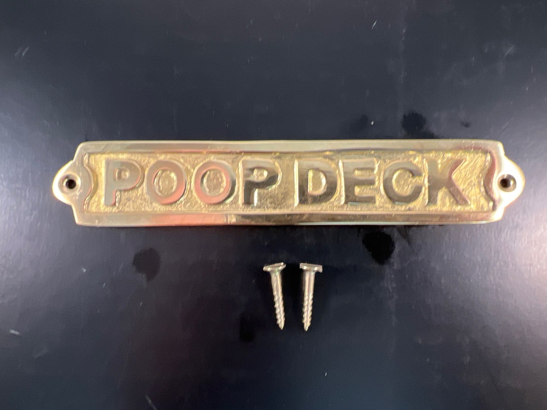 POOP DECK Sign in Polished Brass | Nautical | Boat | Bathroom | Vintage ...