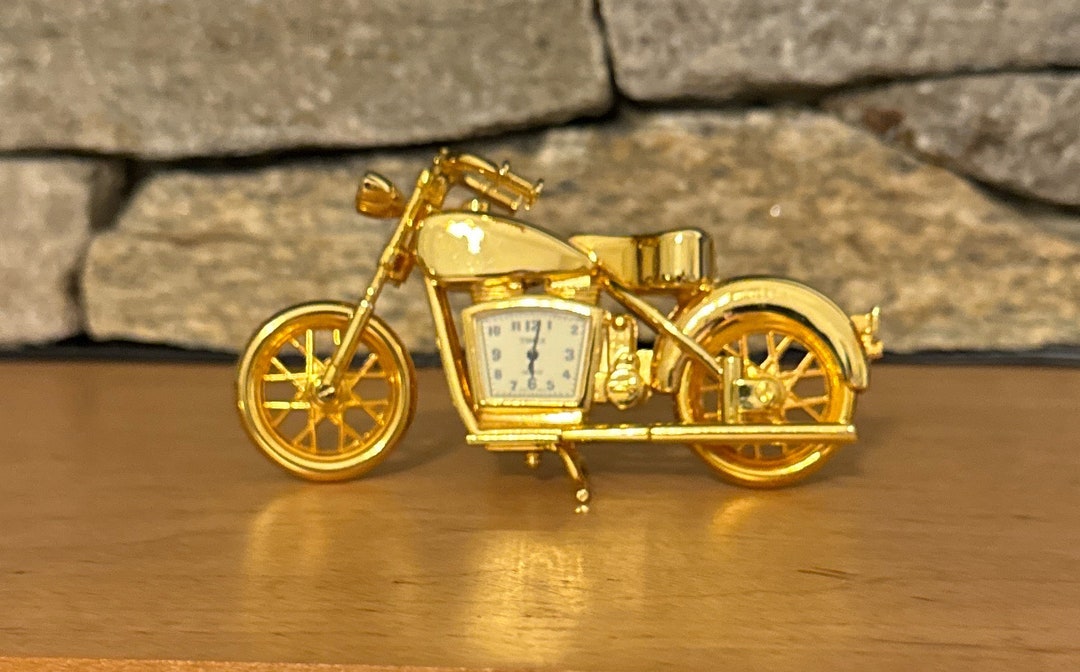 Vintage Brass Timex Quartz Clock | Miniature Motorcycle | New in Box - Etsy