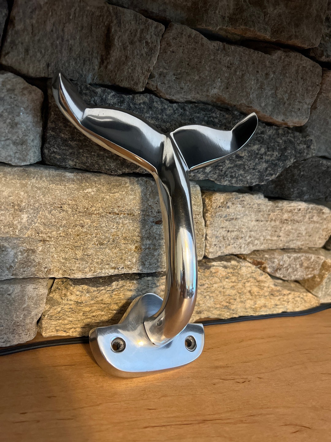 Chrome Look Aluminum Large Whale Tail Hook | Nautical | Ocean | Beach ...
