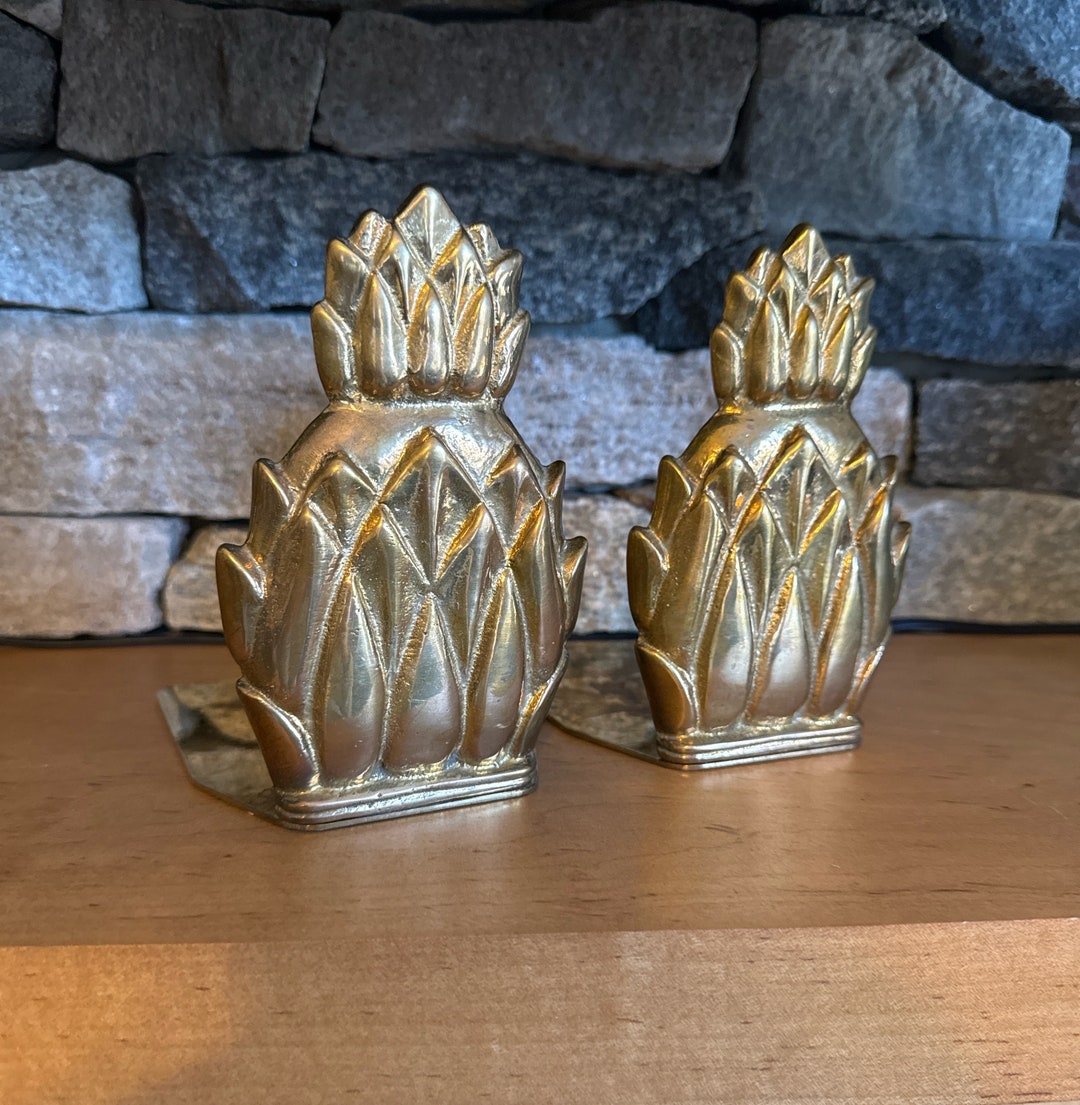 Vintage Pair of Brass Pineapple Bookends | Hospitality | Antique ...