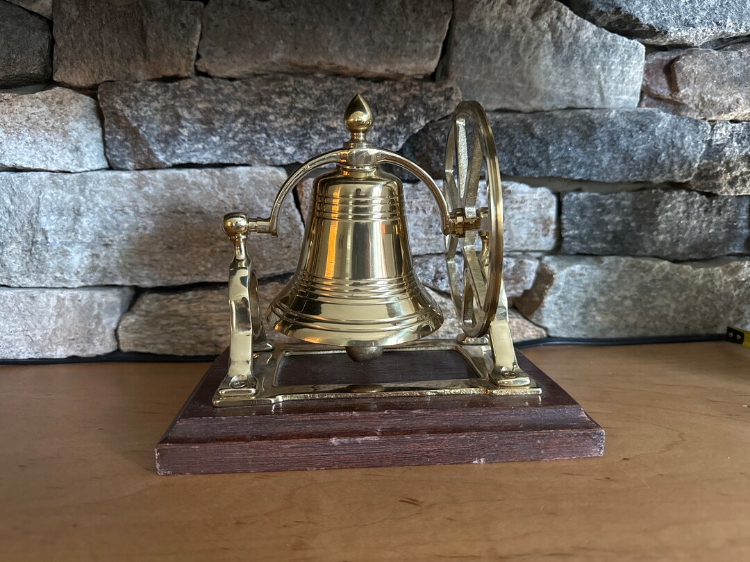Vintage Brass Nautical Bell Pulley Wheel Set Design Captain Gift Marina ...