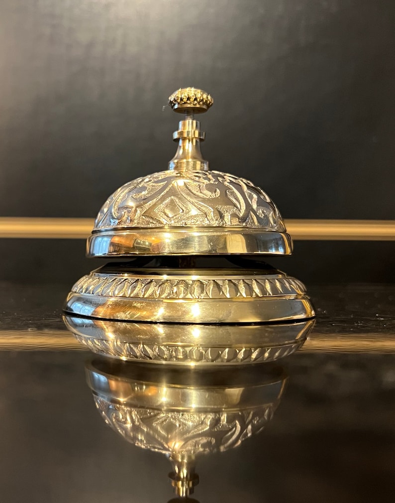 Victorian Counter Service Desk Bell in Vintage Brass | Etsy
