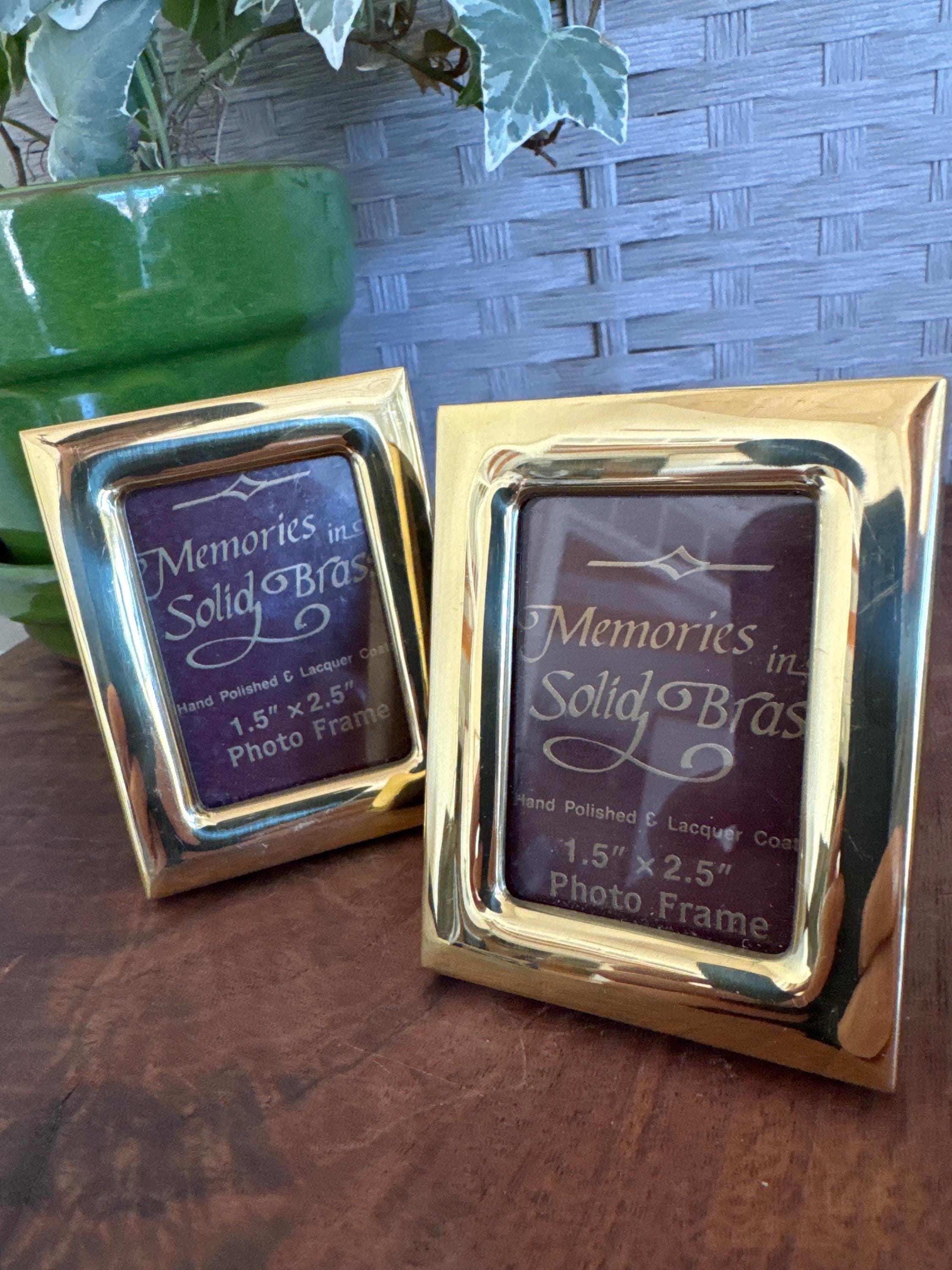 Vintage Brass Pair of Small Square Picture Frames | 1.5 X 2.5 Inch ...