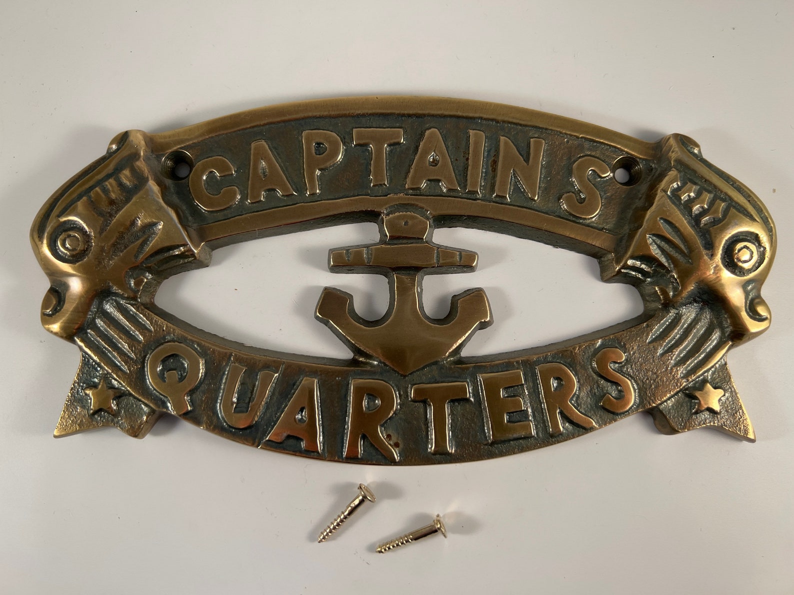 Brass Sign Captains Quarters | Nautical | Man Cave | She Shed | Enby ...