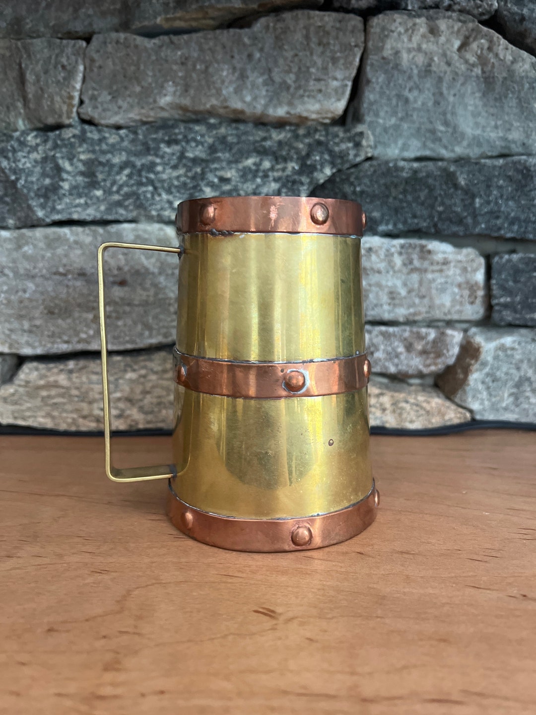 Vintage Brass and Copper Tankard With Rivets | Mug | Flower Vase | Pen ...