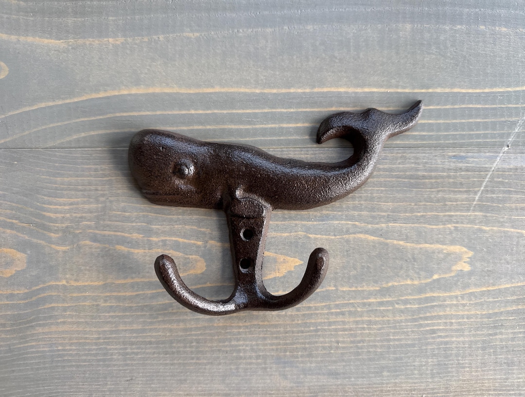 Nautical Bronze Tone Cast Iron Whale Hook | Beach House Decor | Coat ...