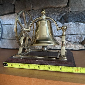 Vintage Brass Nautical Bell Pulley Wheel Set Design Captain Gift Marina ...