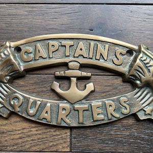 Brass Sign Captains Quarters | Nautical | Man Cave | She Shed | Enby ...