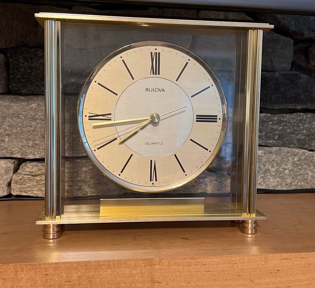 Vintage Brass Bulova Clock | Executive | Desk | Mantel | Set Design - Etsy