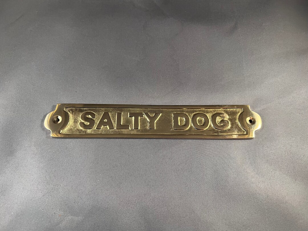Vintage Brass Salty Dog Sign Nautical Fun Man Cave She - Etsy