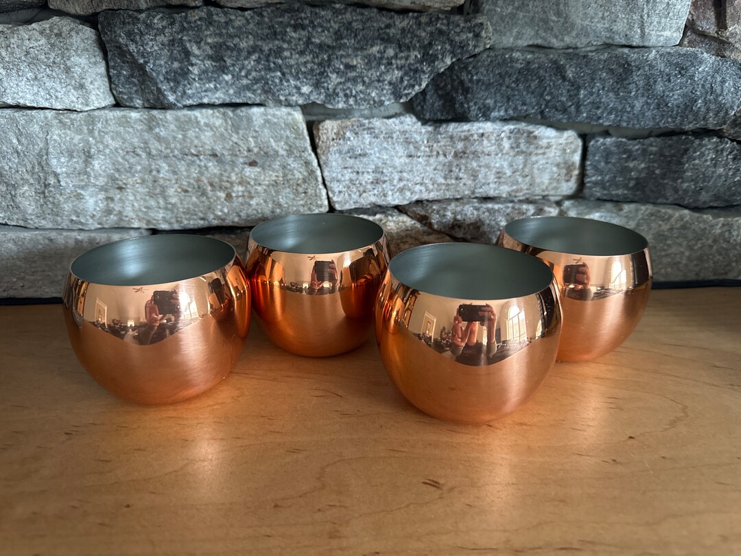 Set of 4 Vintage Small Copper Bowl Planters | Sugar Packet Holders ...