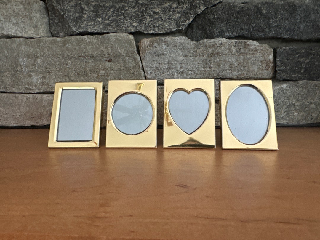 Set of 4 Small Vintage Solid Brass Frames Tiny Desk Family - Etsy