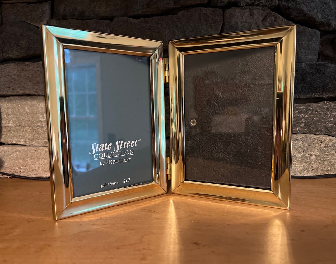 Vintage Brass Double Picture Frame | 5 X 7 Inch Pictures | Folding ...