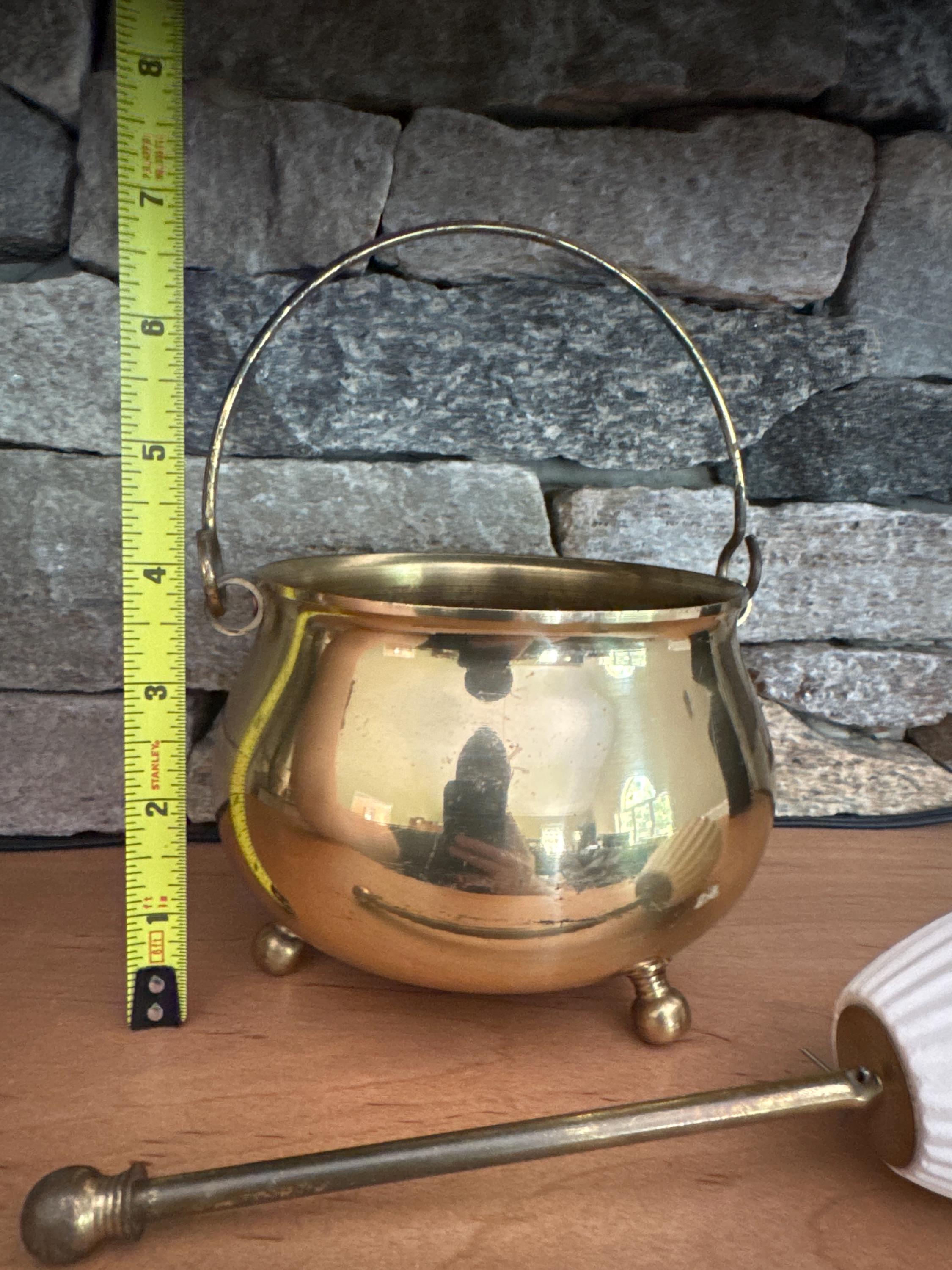 Vintage Brass Fire Pot | Cauldron With Torch | No Lid | Magic | Set ...