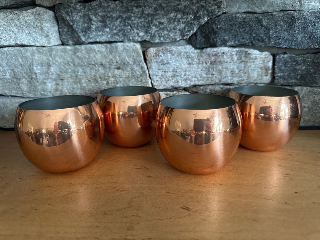 Set of 4 Vintage Small Copper Bowl Planters | Sugar Packet Holders ...
