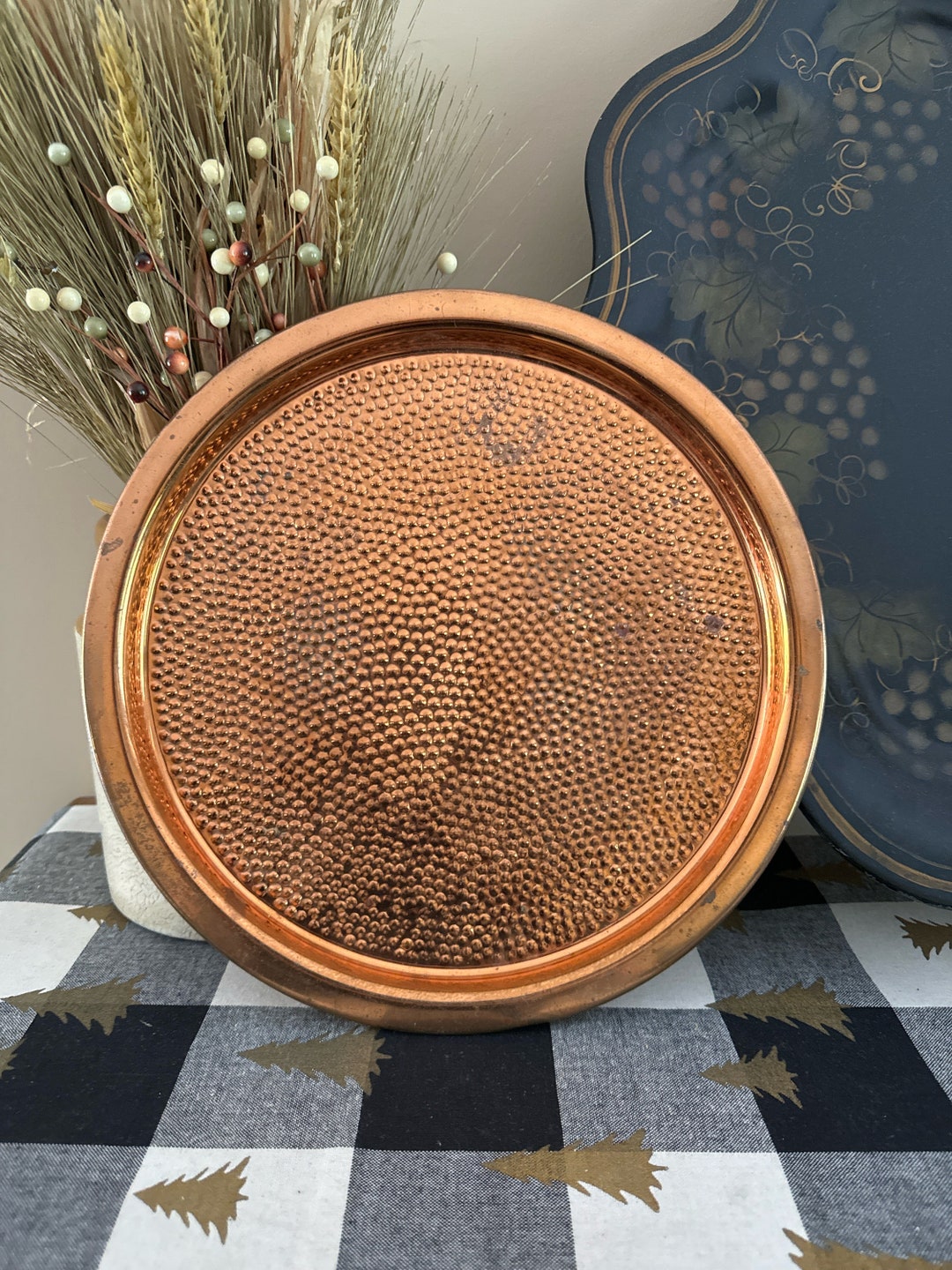 Vintage Hammered Copper Styled Serving Tray | Made in USA | Coppercraft ...