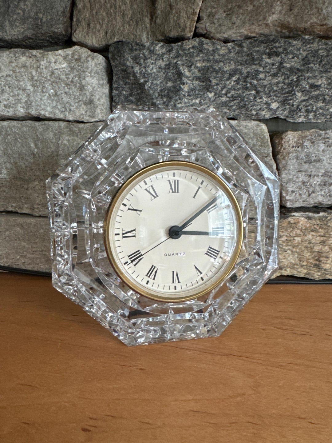 Large Vintage Waterford Crystal Clock With Simple Gold Face | Octagonal ...