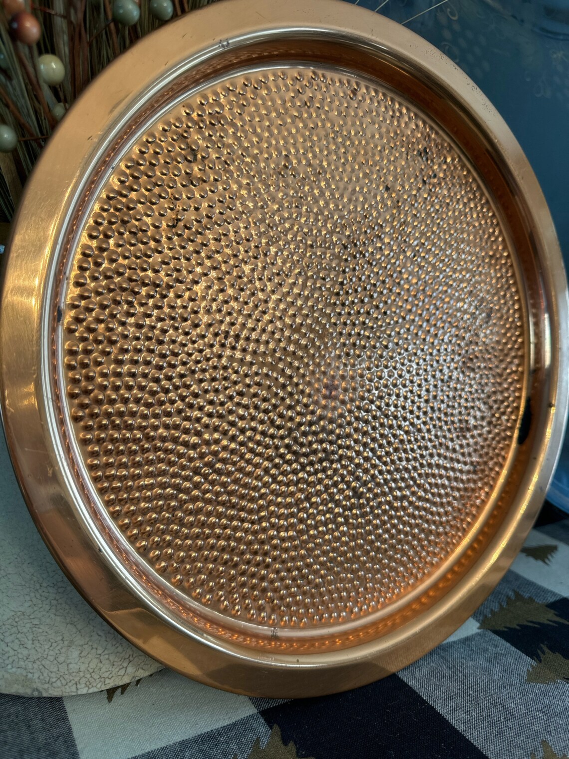 Vintage Hammered Copper Styled Serving Tray | Set Design | Bar Ware ...