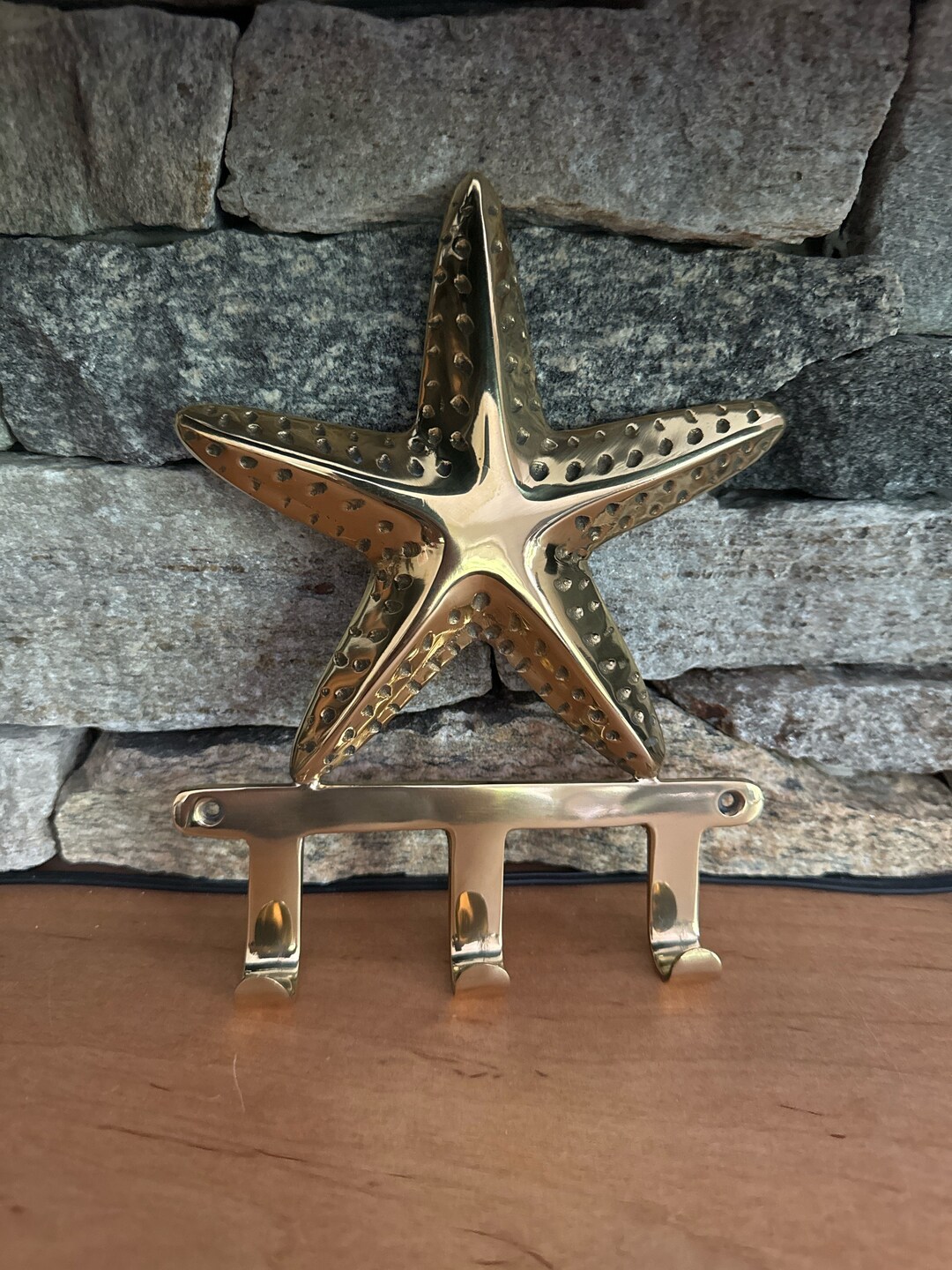 Brass Starfish Triple Wall Hook | Ocean Fun | Beach or Marina Decor ...