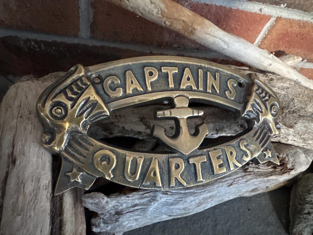 Brass Sign Captains Quarters | Nautical | Man Cave | She Shed | Enby ...