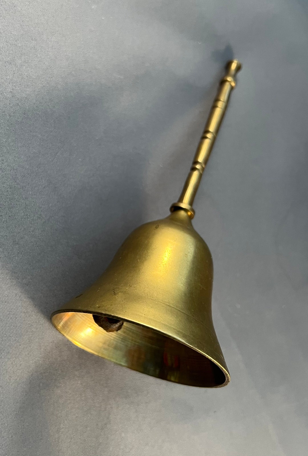 Vintage Brass Long Handled Bell | Bamboo Design - Etsy