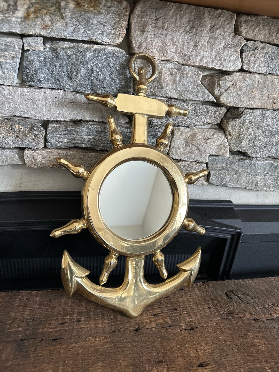 Vintage Brass Nautical Anchor Mirror Captain Boat Navy Unique Wall ...